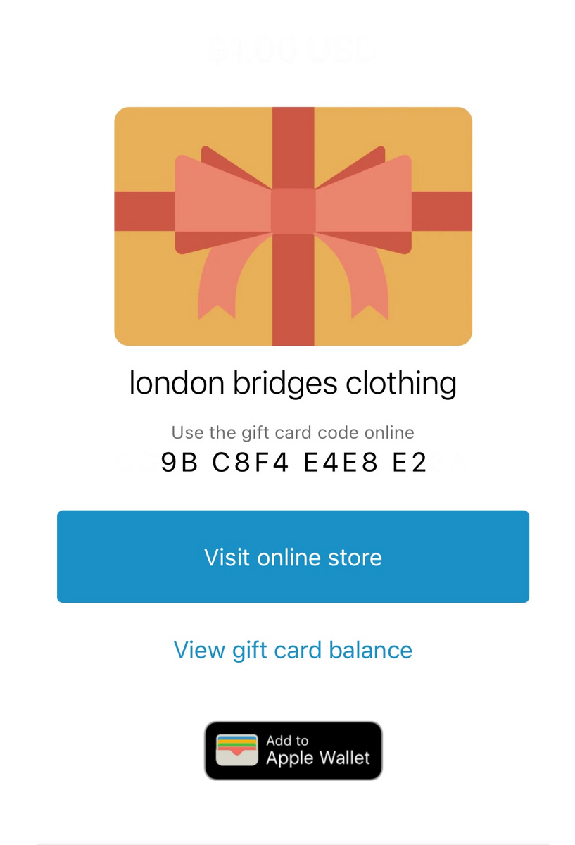 Gift Card – london bridges clothing