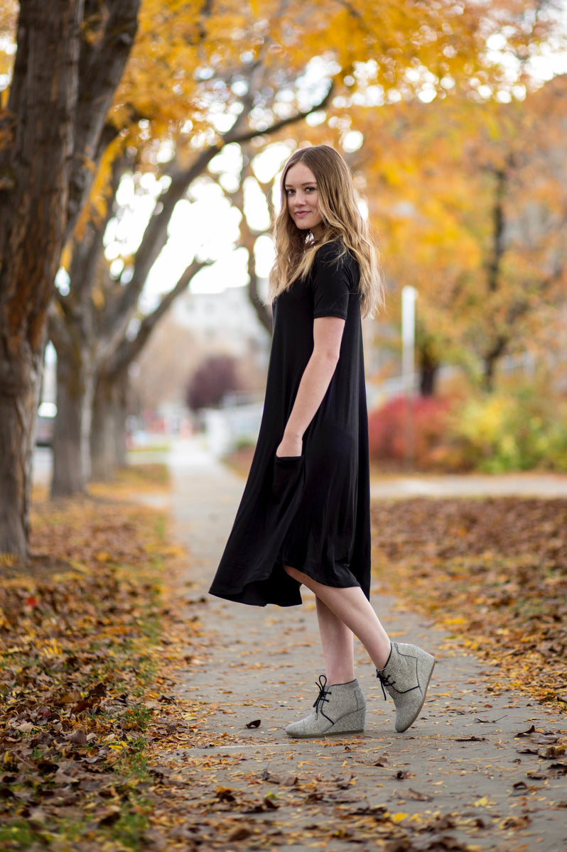 April Dress Brushed Black – london bridges clothing