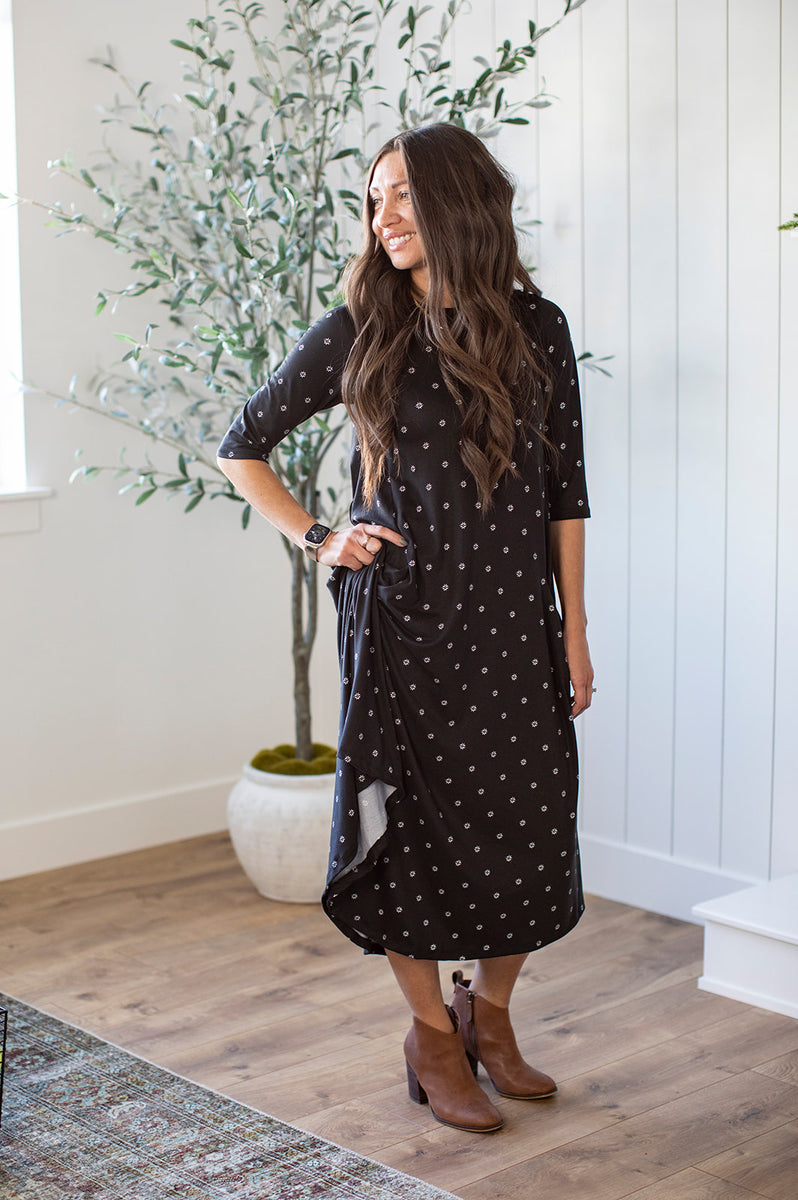 Jessi Dress Black Aztec – london bridges clothing